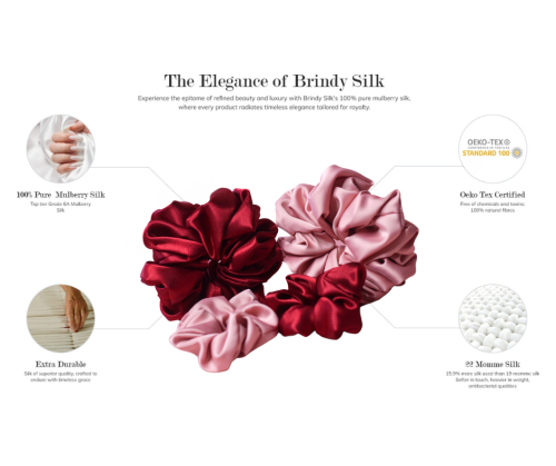 Regular Mulberry Silk Scrunchies - Brindy Silk