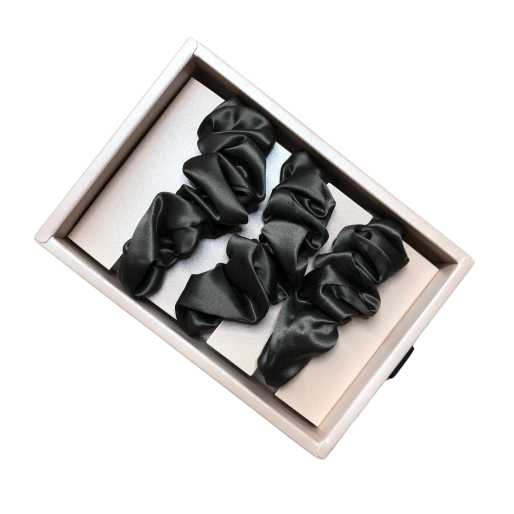 Dark Grey Silk Scrunchies set - Brindy Silk